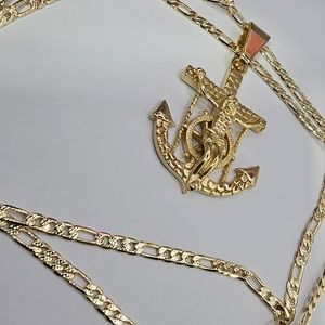 Gold-plated | Accessories | Anchor With Christ On The Cross Gold Plated ...